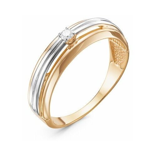 Кольцо Del'ta, комбинированное золото, 585 проба, размер 17.5, серебряный, золотой