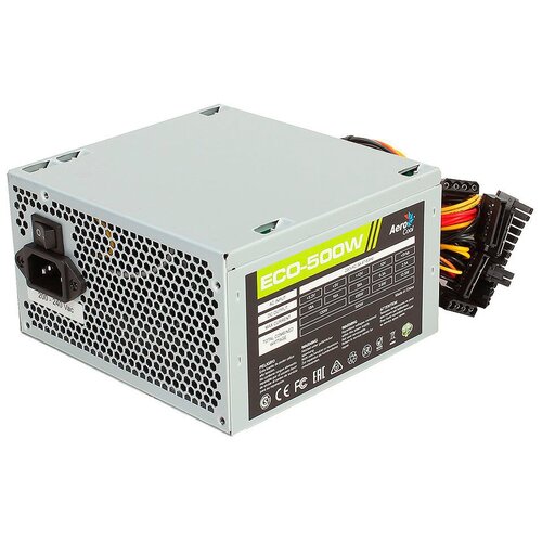 Блок питания Aerocool ATX 500W ECO-500 (24+4pin) 120mm fan 3xSATA RTL