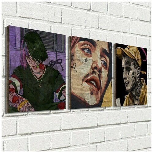 Модульная картина на рельефной доске ОСП 66x24 см квадратные Музыка Lil Peep Лил Пип - 3064