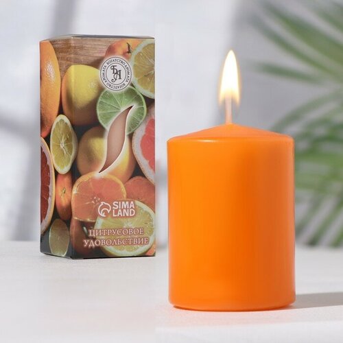 Свеча ароматическая "Цитрусовое удовольствие", 4×6 см, в коробке, 2 штуки