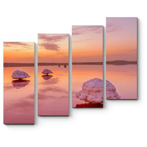 Модульная картина Розовый закат в зеркале воде 120x104