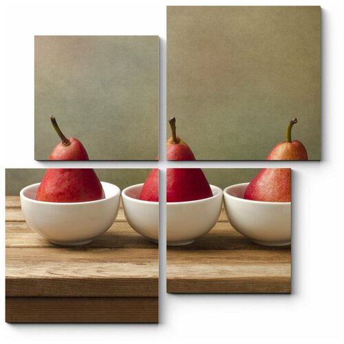 Модульная картина Трио красных груш 160x160