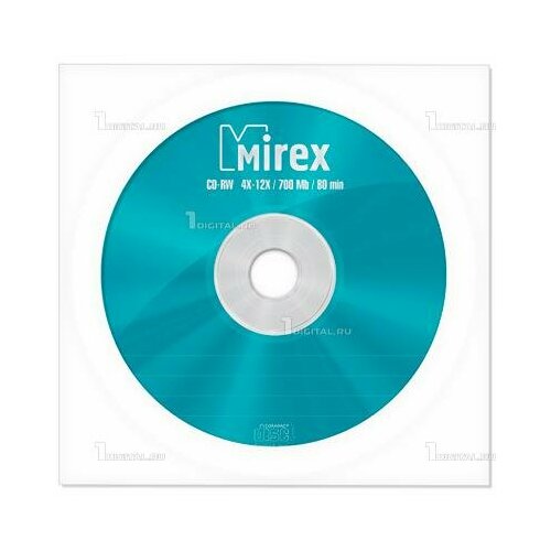 Диск Mirex CD-RW (1 шт.) 700Mb 12x в бумажном конверте (UL121002A8C)