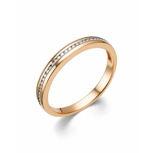 Кольцо обручальное Dewi, красное золото, 585 проба, бриллиант, размер 17, золотой