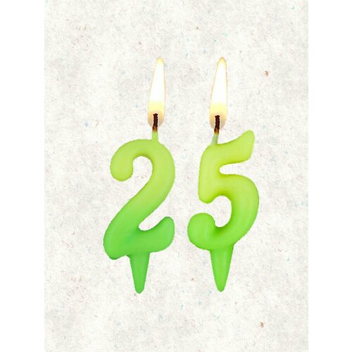 Свеча для торта цифра " 25 " 5,5 см люминисцентные (светящиеся) Омский свечной / 10 лет