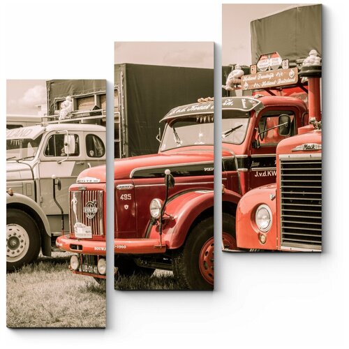 Модульная картина Красные грузовики 70x75
