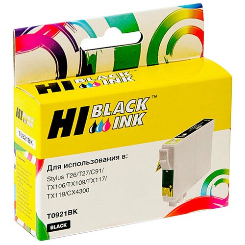 Картридж Hi-Black HB-T0921 для струйных принтеров Epson Stylus C91/CX4300/T26/TX106/109, совместимый, цвет черный