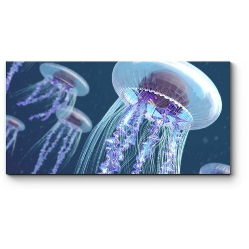 Модульная картина Парящие медузы 80x40