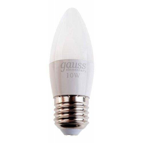 Лампа светодиодная LED 10 Вт 750 Лм белая 4100К E27 свеча Elementary | код.30220 | GAUSS (70шт. в упак.)