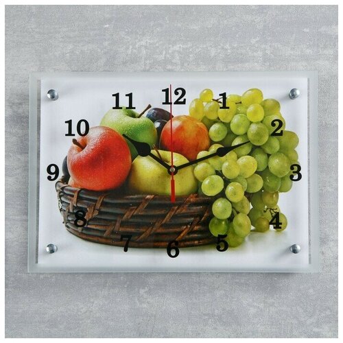 Часы настенные, серия: Кухня, "Корзина с фруктами", 25х35 см