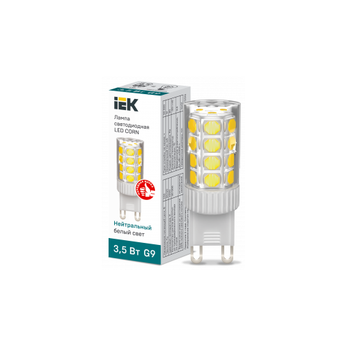 Лампа светодиодная CORN 3.5Вт капсула 4000К G9 230В керамика | код LLE-CORN-4-230-40-G9 | IEK (20шт. в упак.)