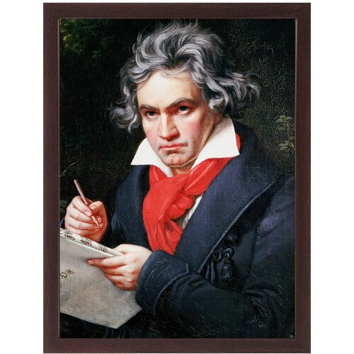 Фотопортрет композитора Людвига ван Бетховена, печать на холсте 21х30 см, в раме
