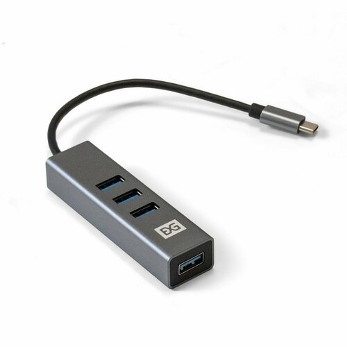 USB-Хаб (концентратор) 4-в-1 ExeGate DUB-4TC (кабель-адаптер USB Type C --> 4xUSB3.0, Plug&Play, серебристый) EX293987RUS