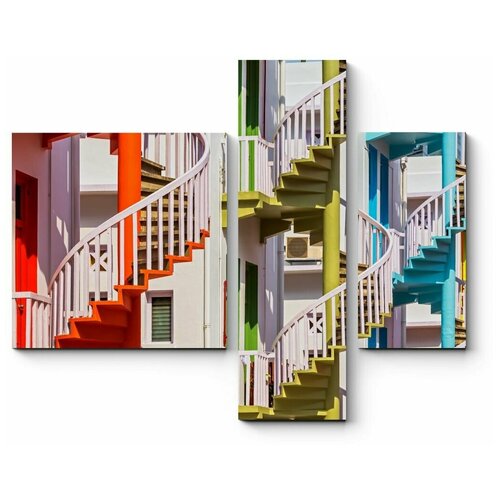 Модульная картина Яркие винтовые лестницы120x99