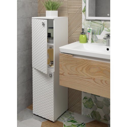 Шкаф для ванной комнаты, REGENT style, вштсоната 2двери, белый, левый, 115*30*30