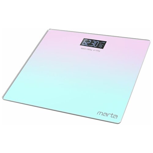 MARTA MT-SC1691 фиолетово-бирюзовый LCD весы напольные диагностические, умные с Bluetooth