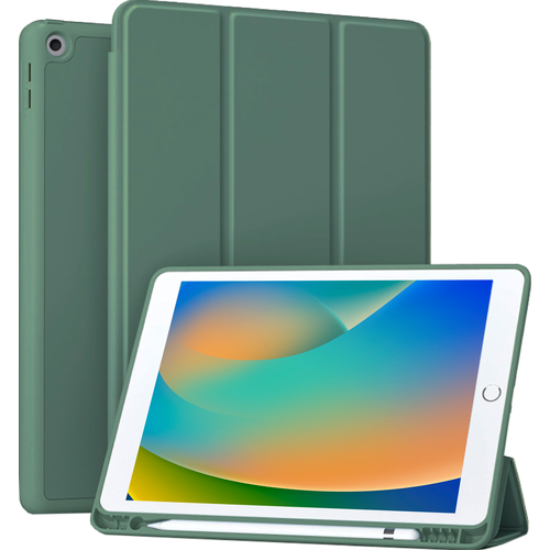 Чехол книжка CCCASE для Apple iPad 7 10.2 (2019) / iPad 8 10.2 (2020) / iPad 9 10.2 (2021) с отделением для стилуса, цвет: зеленый