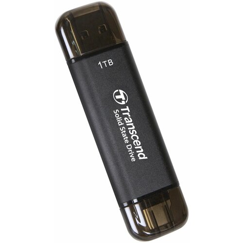 Флеш-накопитель/ Transcend External SSD ESD310C, 1024GB, Type C/A, USB 10Gbps (3.2 Gen2), R/W 1050/950MB/s, 71x20x8mm, 11g, Black (5 лет) TS1TESD310C