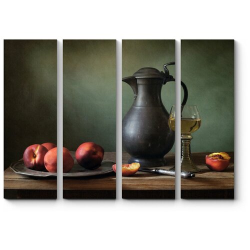 Модульная картина Персики и вино 80x60