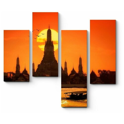 Модульная картина Алый закат в Бангкоке 64x60