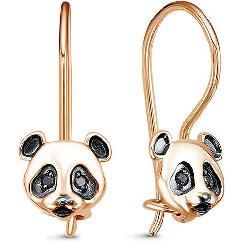 Серьги Яхонт, золото, 585 проба, бриллиант, черный