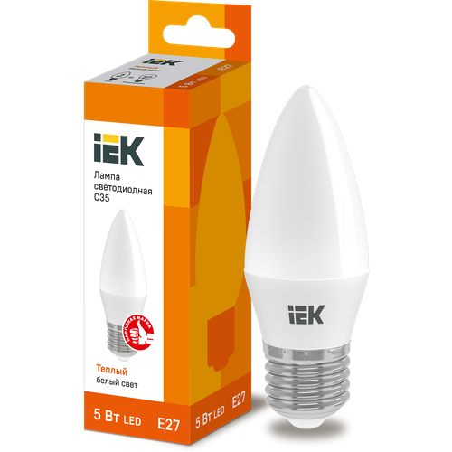 Лампа светодиодная IEK ECO 3000K, E27, C35, 5 Вт, 3000 К