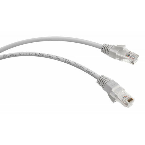 Патч-корд Cabeus U/UTP PC-UTP-RJ45-Cat.5e-10m-LSZH категория 5е, 2xRJ45/8p8c, неэкранированный, серый, LSZH, 10м