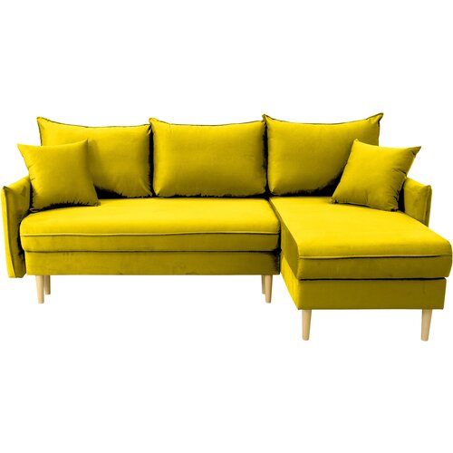 Диван-кровать угловой Фьорд с оттоманкой, желтый, механизм Тик-так, 216х145х95 см