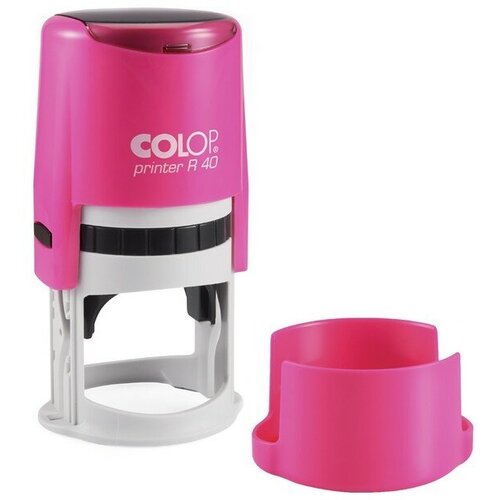 Оснастка для круглой печати автоматическая COLOP Printer R40, диаметр 41.5 мм, с крышкой, корпус розовый неон