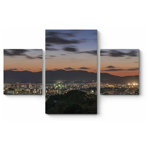 Модульная картина Неповторимая панорама ночного Киото 160x104