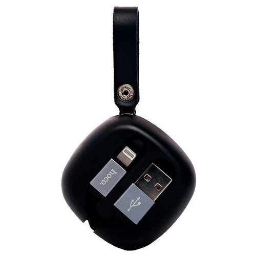 Кабель Hoco U33 Retractable USB - Lightning, 0.9 м, черный