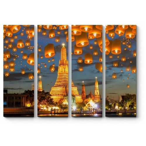 Модульная картина Волшебные небесные фонарики, Бангкок 130x98