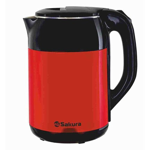 Чайник электрический Sakura SA-2168BR двухслойный, черный/красный 1.8л