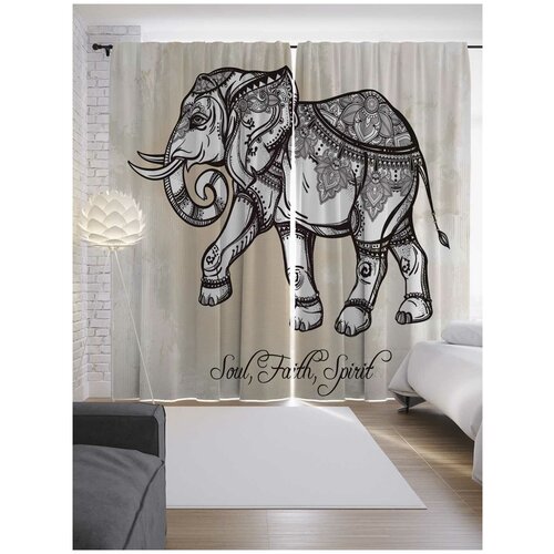 Фотошторы  JoyArty Индийский слон на ленте p-13718, 145х265 см, 2 шт., разноцветный