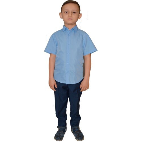 Школьная рубашка, размер 146, голубой