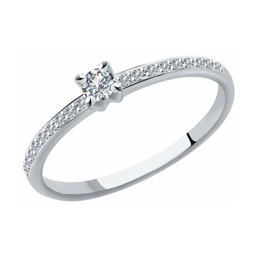 Кольцо помолвочное Diamant online, белое золото, 585 проба, бриллиант, размер 15