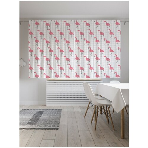 Классические шторы JoyArty "Задумчивые фламинго", серия Oxford DeLux, 2 полотна 145x180 см