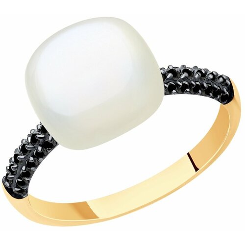 Кольцо Diamant online, золото, 585 проба, лунный камень, фианит, размер 17