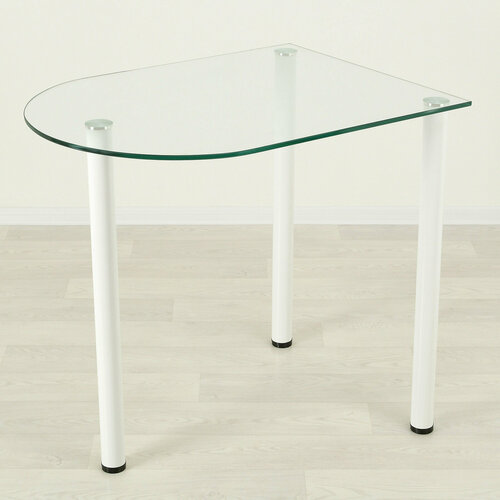 Стеклянный стол Эдель 30-3 прозрачный/белый (800х700)