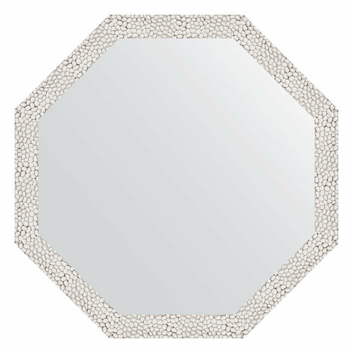 Зеркало настенное Octagon EVOFORM в багетной раме чеканка белая, 63х63 см, для гостиной, прихожей, кабинета, спальни и ванной комнаты, BY 3956
