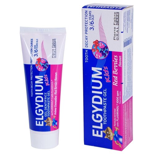 Зубная паста Elgydium Kids от кариеса красные ягоды от 3 до 6 лет, 50 мл