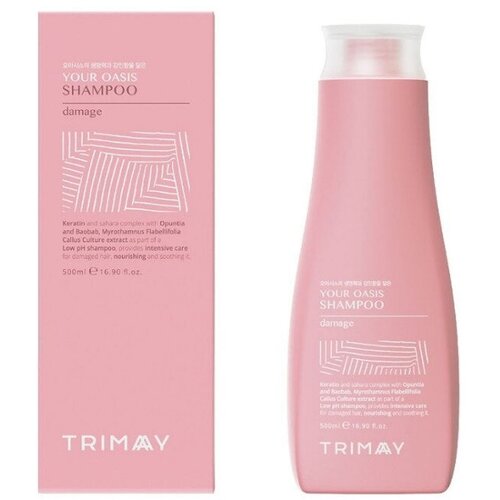 Бессульфатный кератиновый шампунь для поврежденных волос Trimay Your Oasis Shampoo Damage (Keratin) 500ml