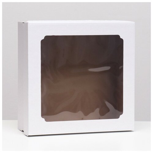 Коробка самосборная, с окном, белая, 30 х 30 х 12 см
