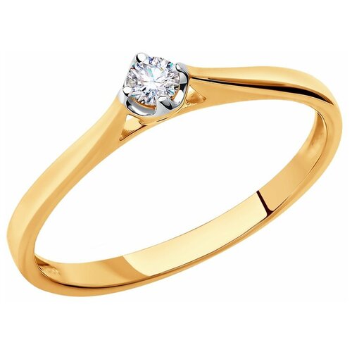 Кольцо помолвочное SOKOLOV, красное, белое золото, 585 проба, бриллиант, размер 15