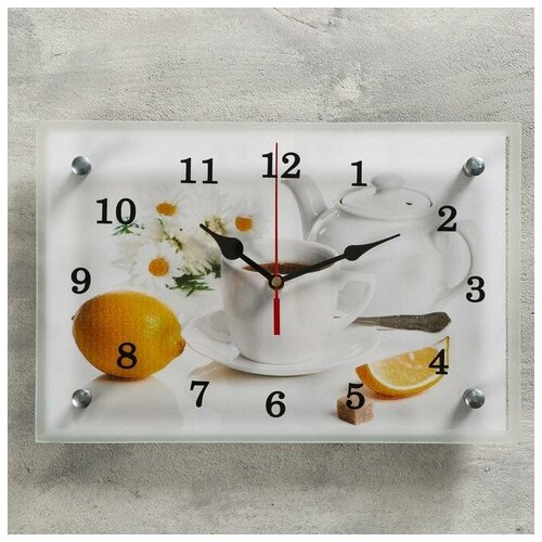 Часы настенные, серия: Кухня, "Чайная церемония и лимон", 20х30 см
