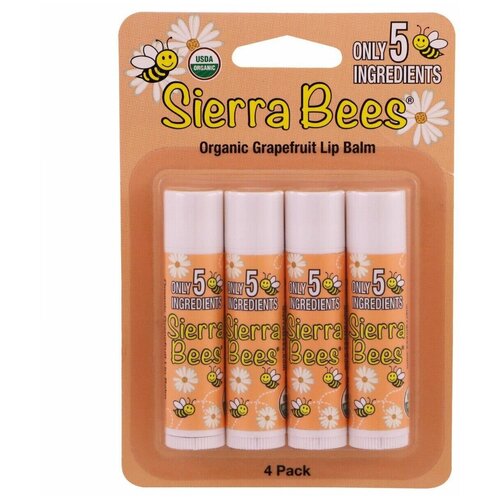 Sierra Bees Бальзам для губ Грейпфрут, 4 шт.
