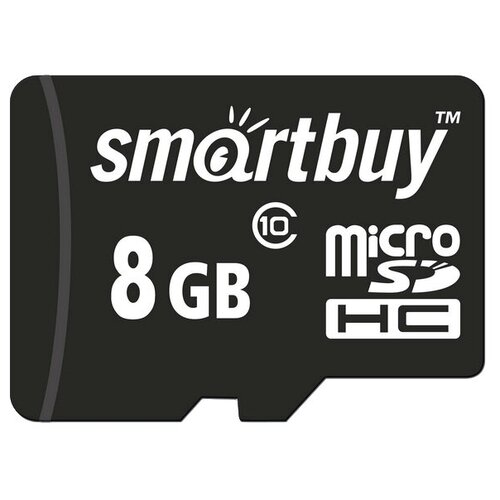 Карта памяти SmartBuy microSDHC 8 ГБ Class 10, R/W 23/17 МБ/с, 1 шт., черный