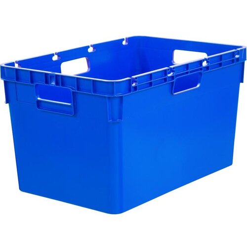 Ящик п/э 600x400x340 сплошной, стенки с отверс. для пакетов цв. синий