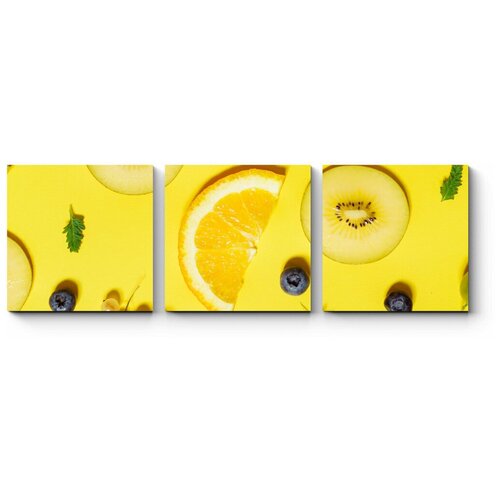 Модульная картина Солнечные фрукты 110x37