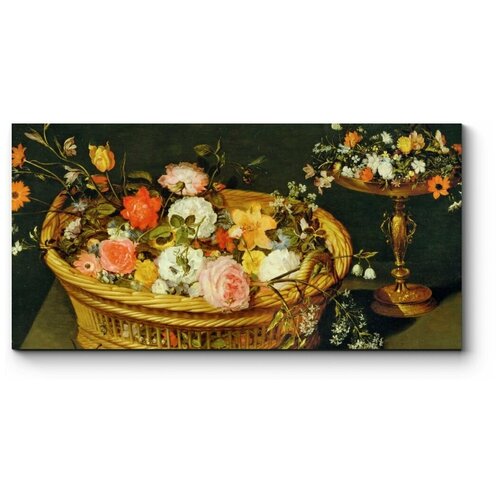Модульная картина Корзинка с розами70x35